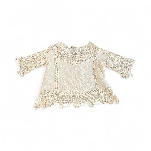 Democracy | Tops | Democracy Crochet Embroidered Boho Peasant Top Cream ...